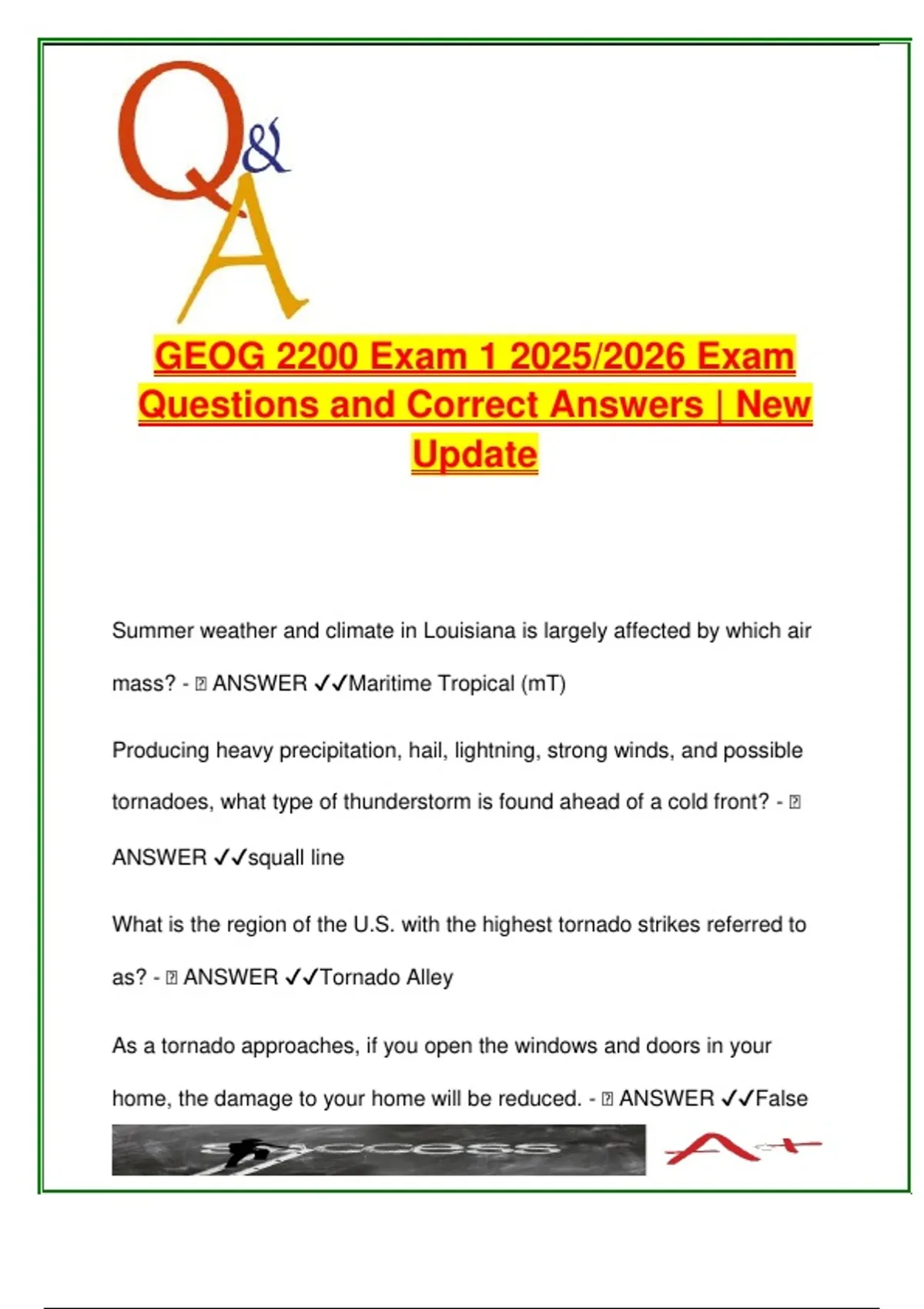 GEOG 2200 – 100+ Exam Questions on Weather Systems, Hazards & Hydrology ...