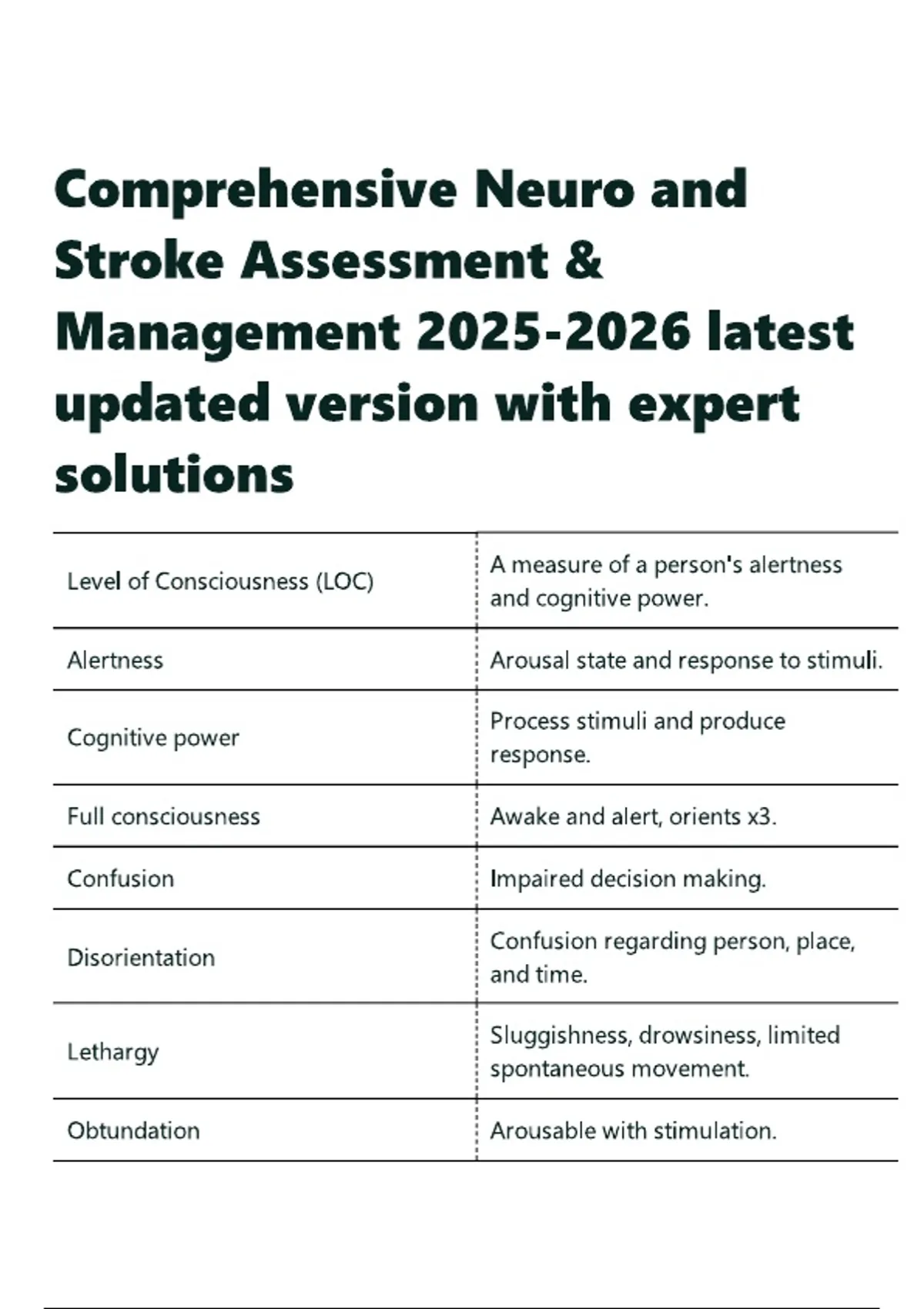 Comprehensive Neuro and Stroke Assessment & Management latest updated ...