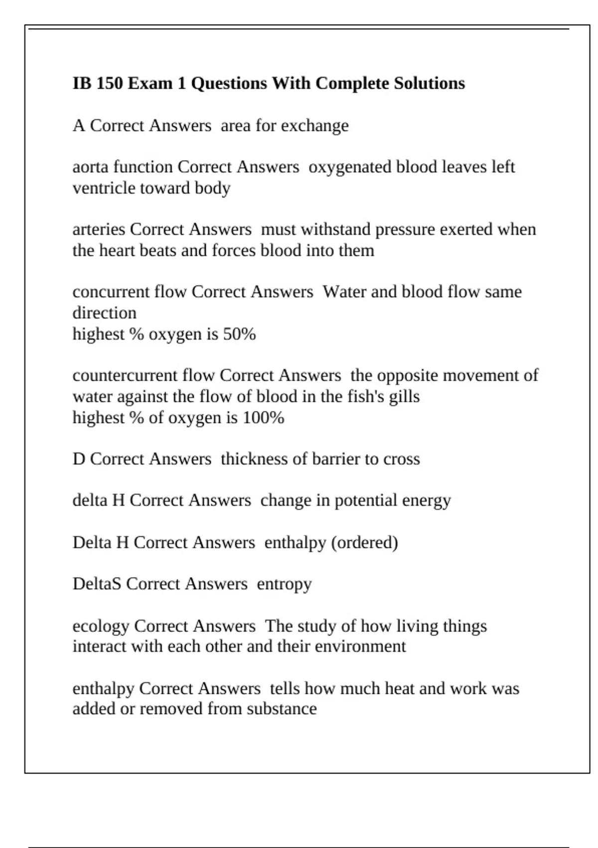 IB 150 Exam 1 Questions With Complete Solutions - IB 150 - Stuvia US
