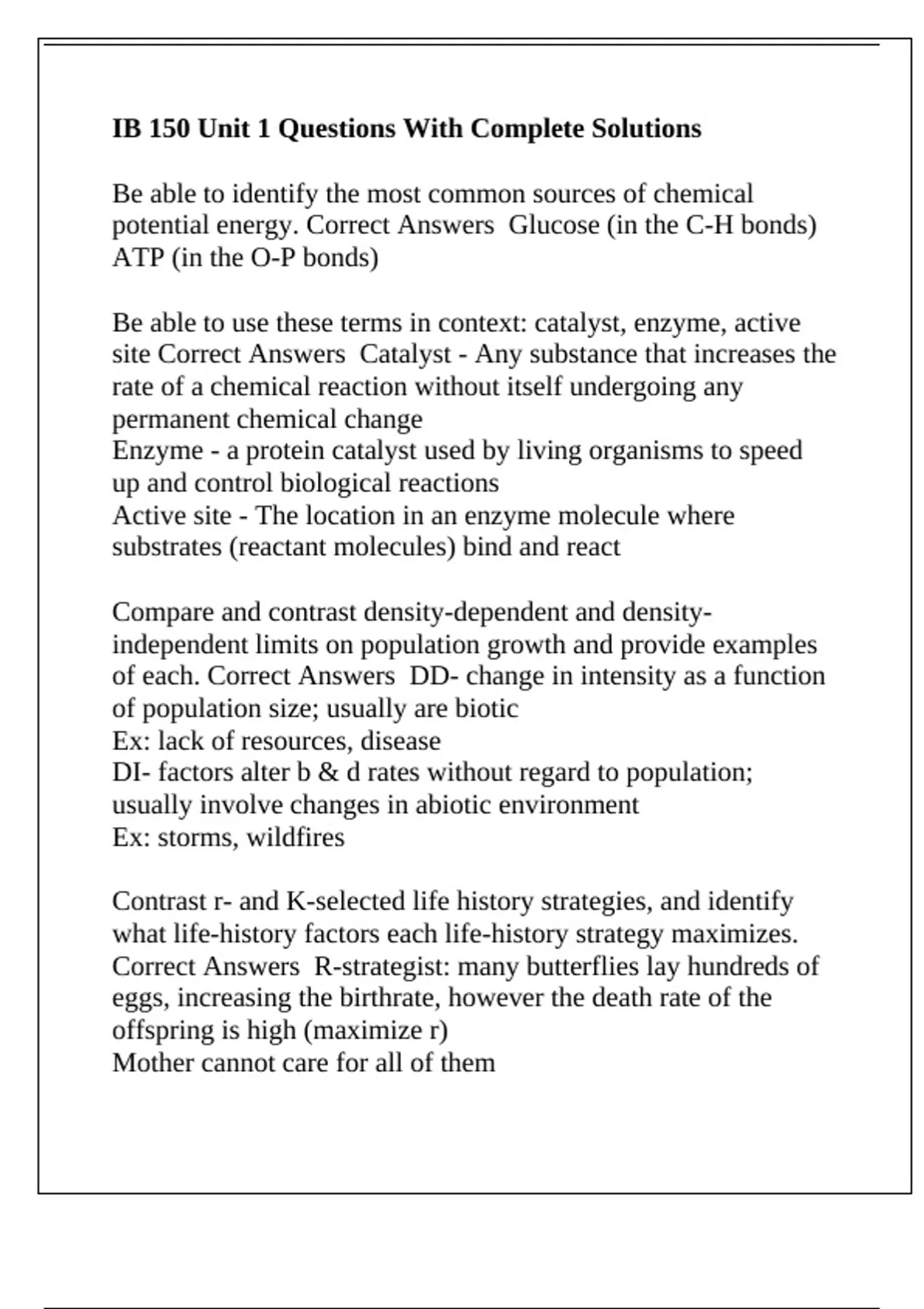 IB 150 Unit 1 Questions With Complete Solutions - IB 150 - Stuvia US