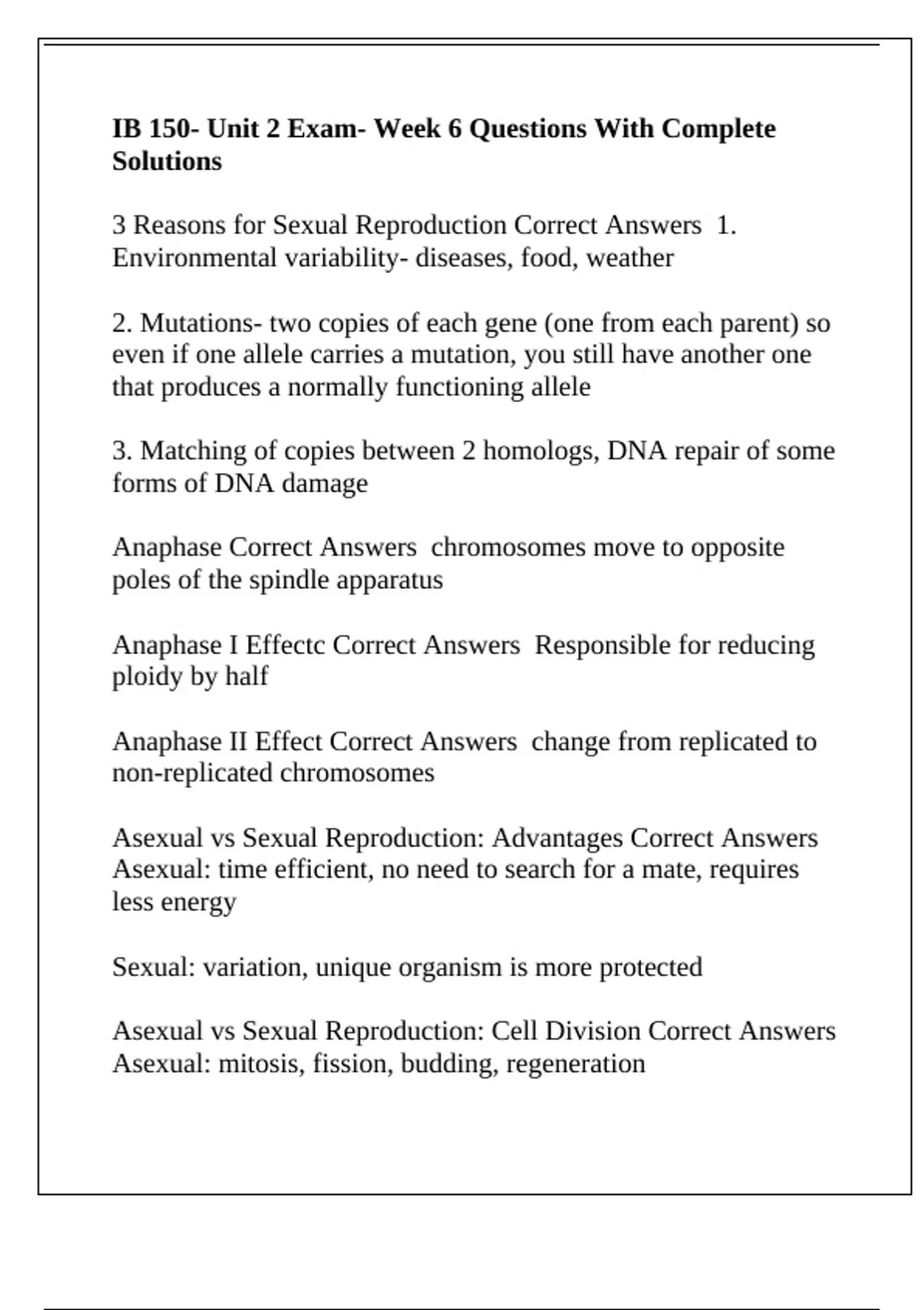 IB 150- Unit 2 Exam- Week 6 Questions With Complete Solutions - IB 150 ...