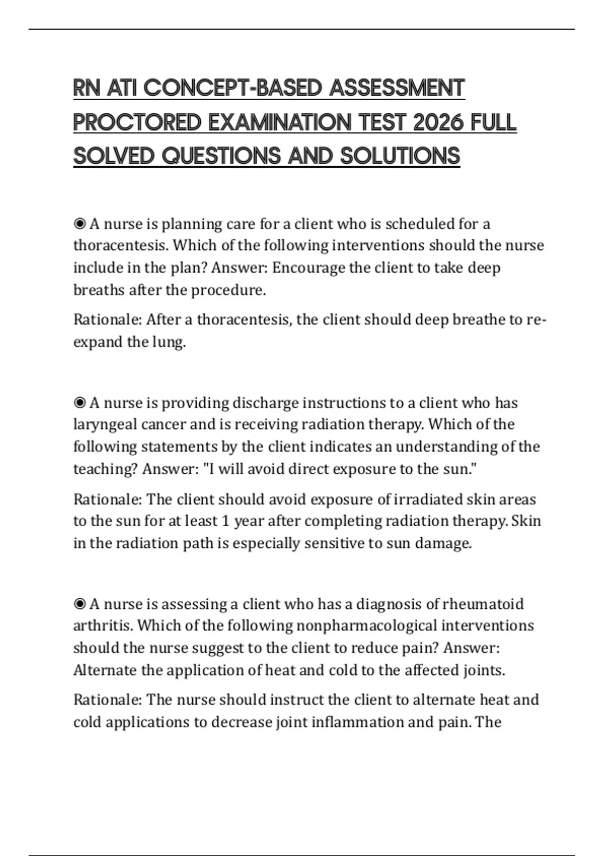 RN ATI CONCEPT-BASED ASSESSMENT PROCTORED EXAMINATION TEST 2026 FULL ...