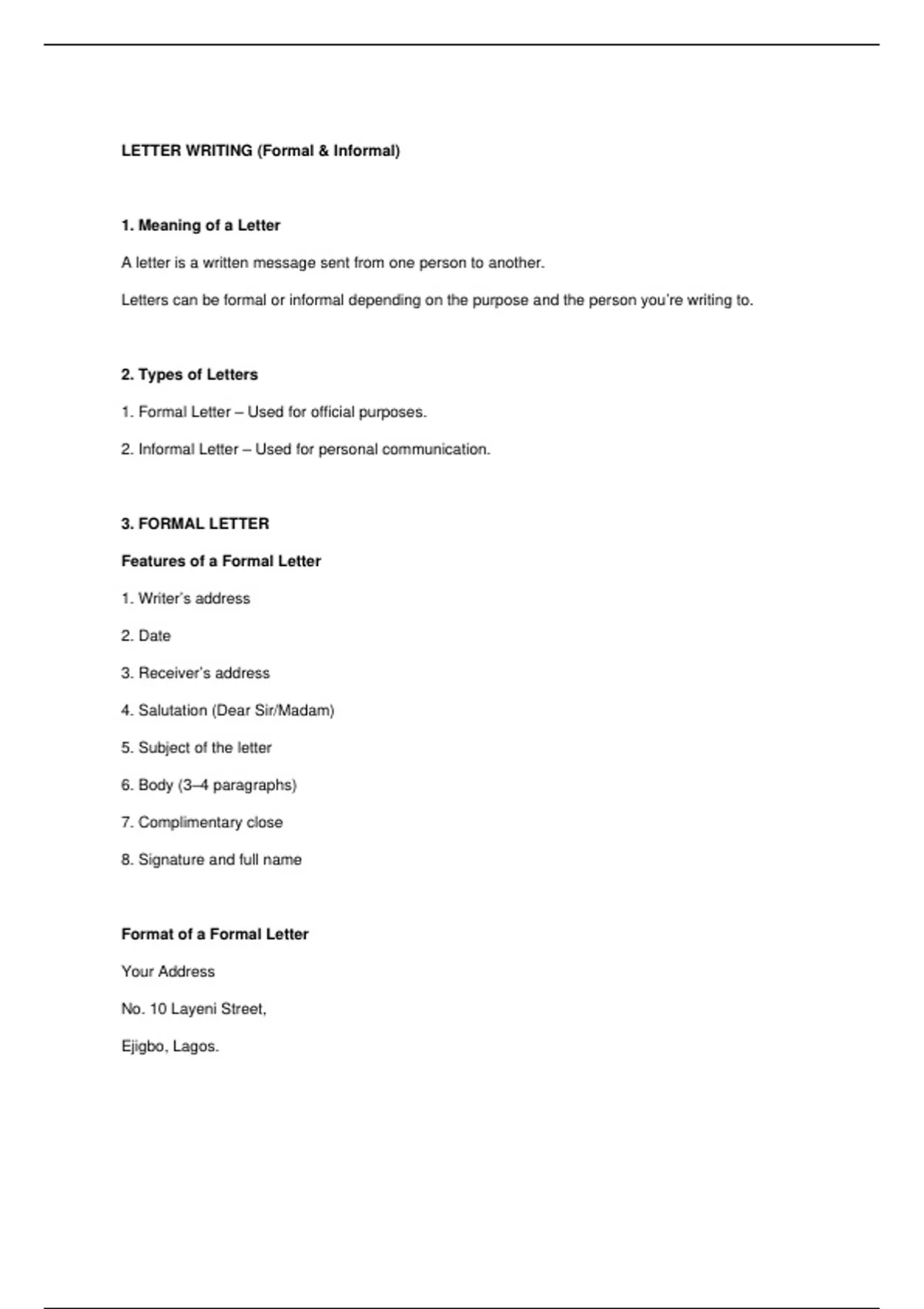 Summary Complete Letter writing Note(Formal and Informal letters ...