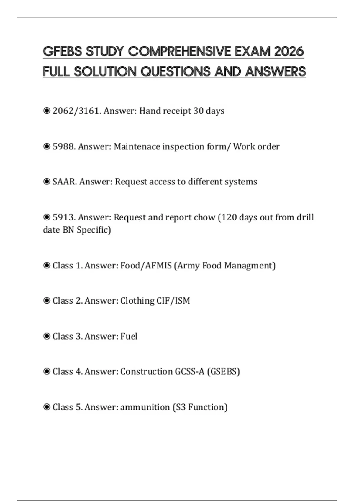 GFEBS STUDY COMPREHENSIVE EXAM 2026 FULL SOLUTION QUESTIONS AND ANSWERS ...