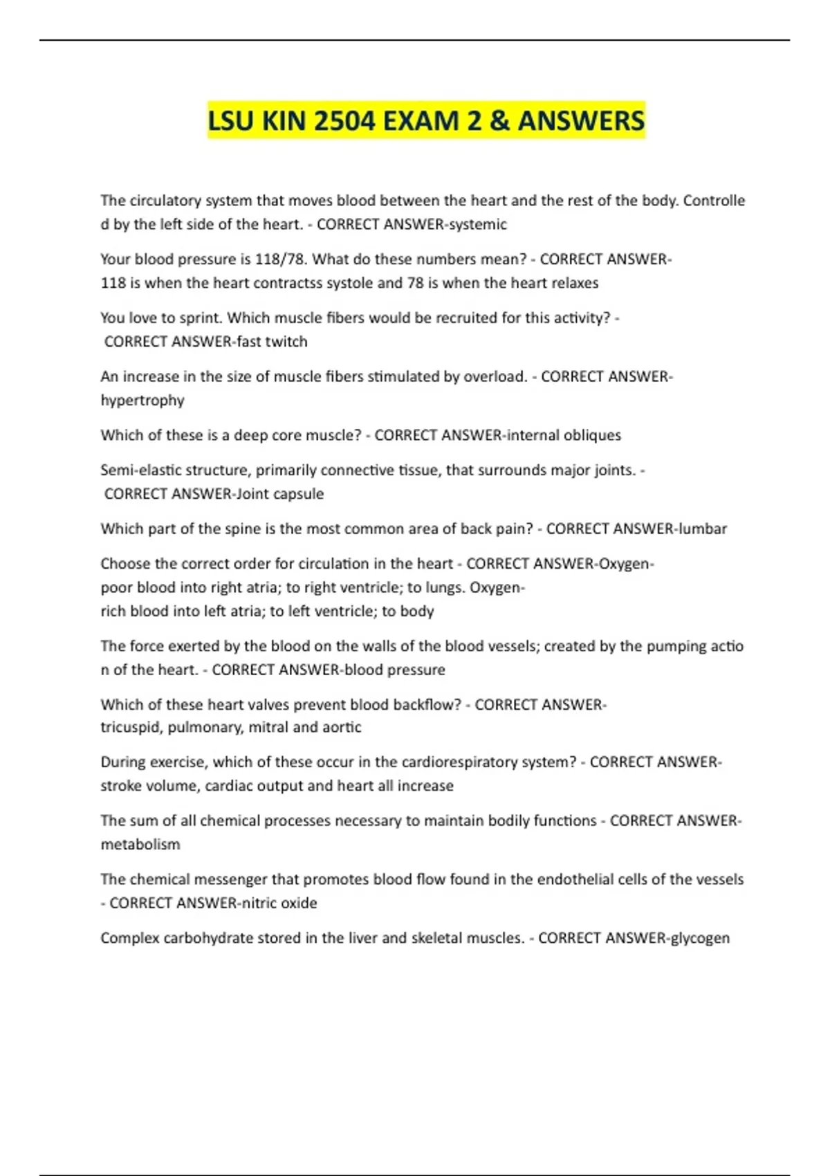 LSU Kinesiology (KIN) Notes: Exercise Science, Degree & Exam Prep ...