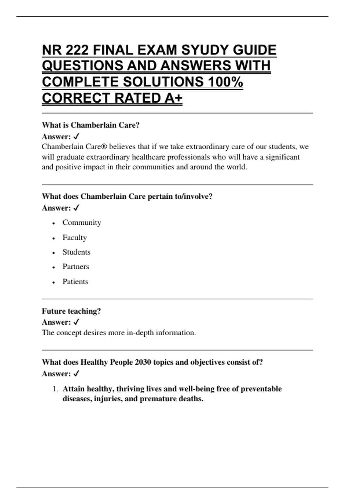 NR 222 FINAL EXAM SYUDY GUIDE QUESTIONS AND ANSWERS WITH COMPLETE ...