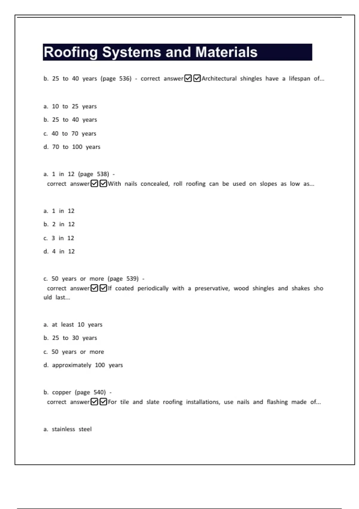 Roofing Contractor Practice Exam Questions And Correct Answers