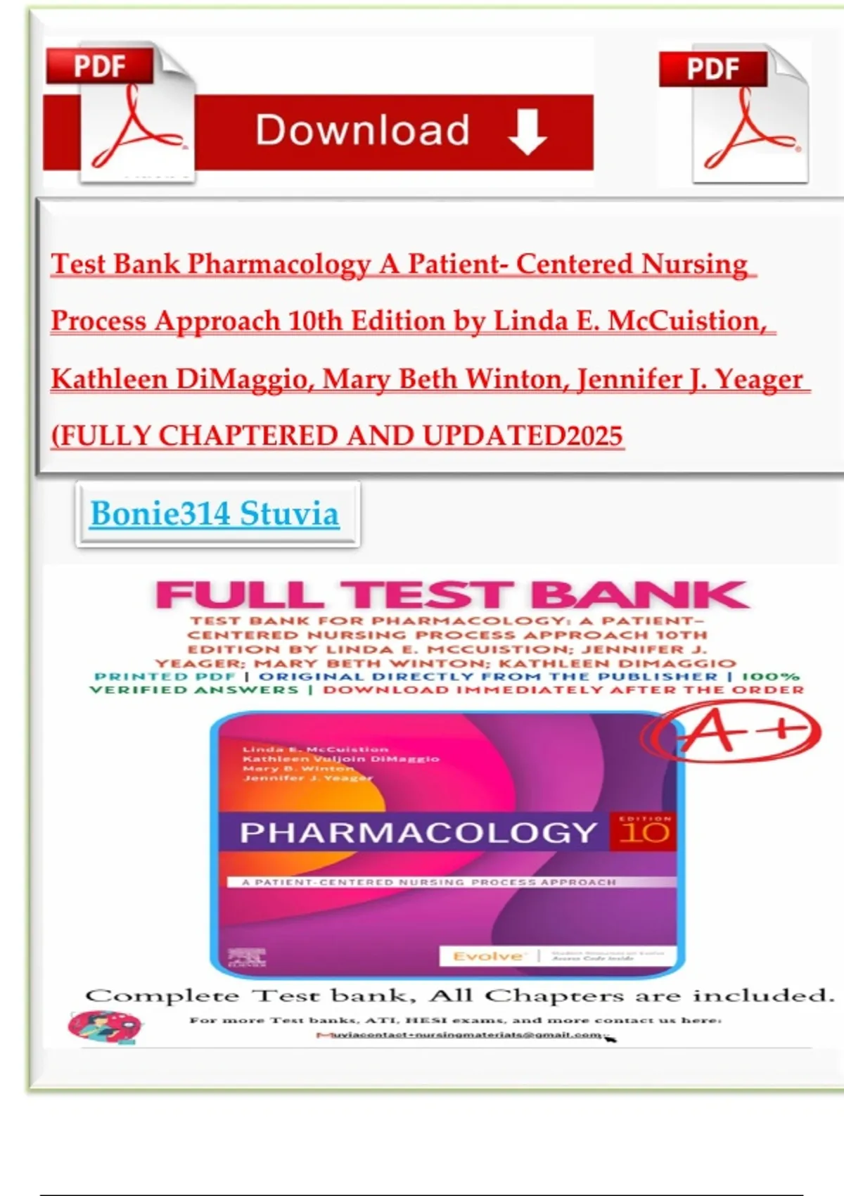 Test Bank Pharmacology A Patient- Centered Nursing Process Approach ...