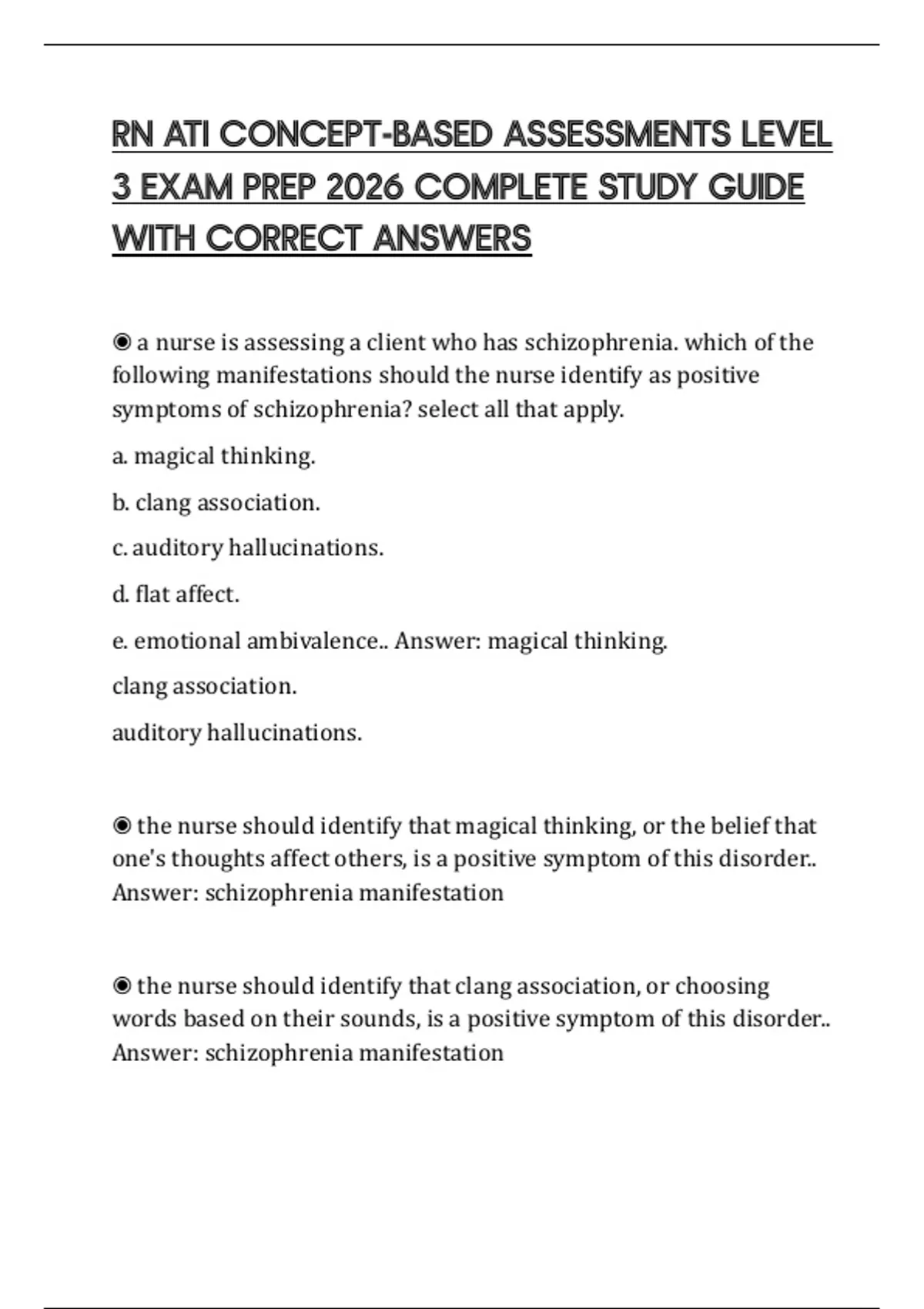 RN ATI CONCEPT-BASED ASSESSMENTS LEVEL 3 EXAM PREP 2026 COMPLETE STUDY ...