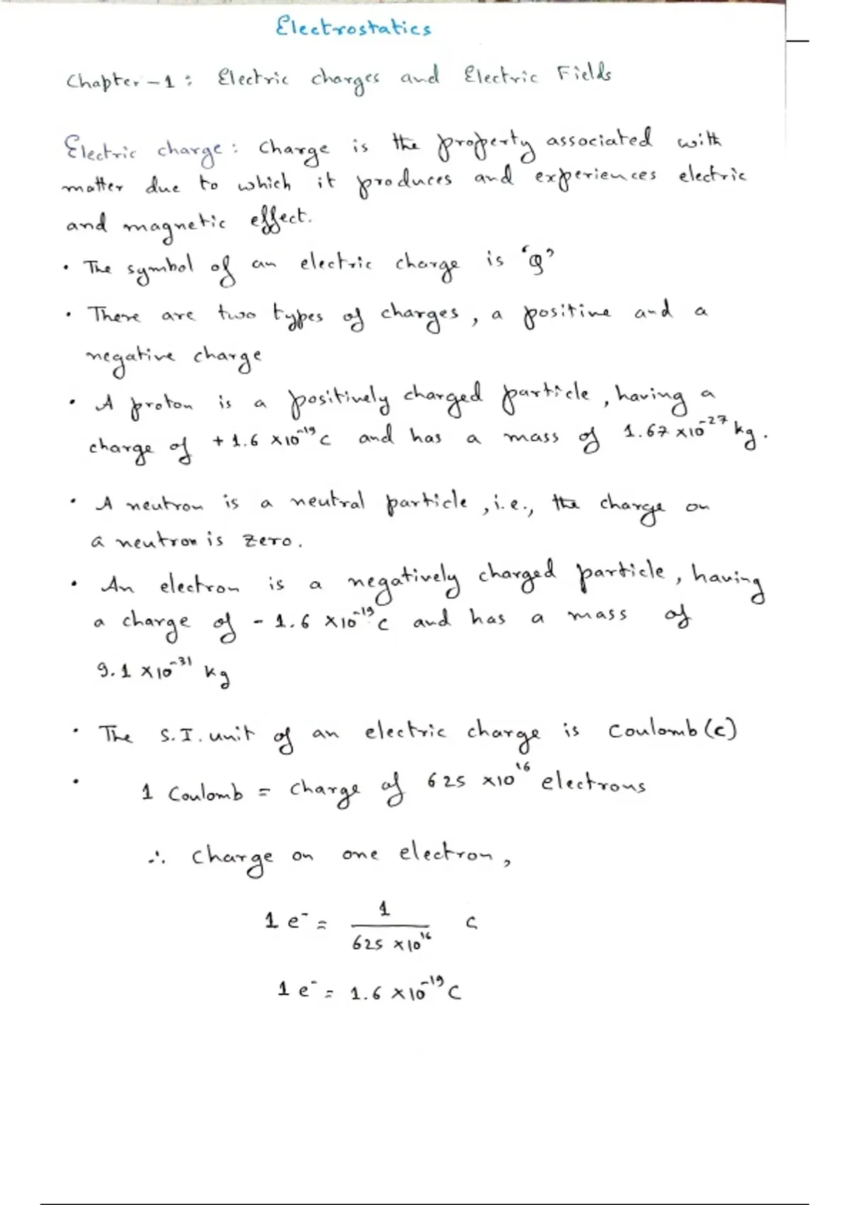 Class 12 physics electrostatics part-I - Physics - Stuvia US