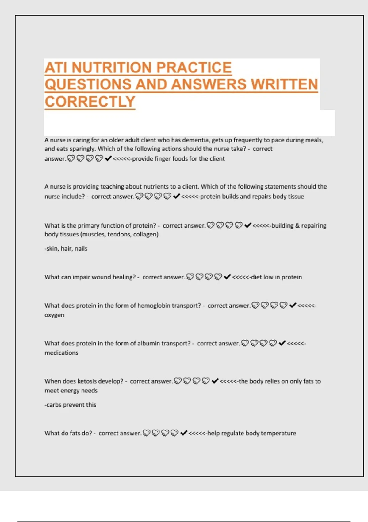 ATI Nutrition Practice Questions and Answers 2025–2026 | Correct ...