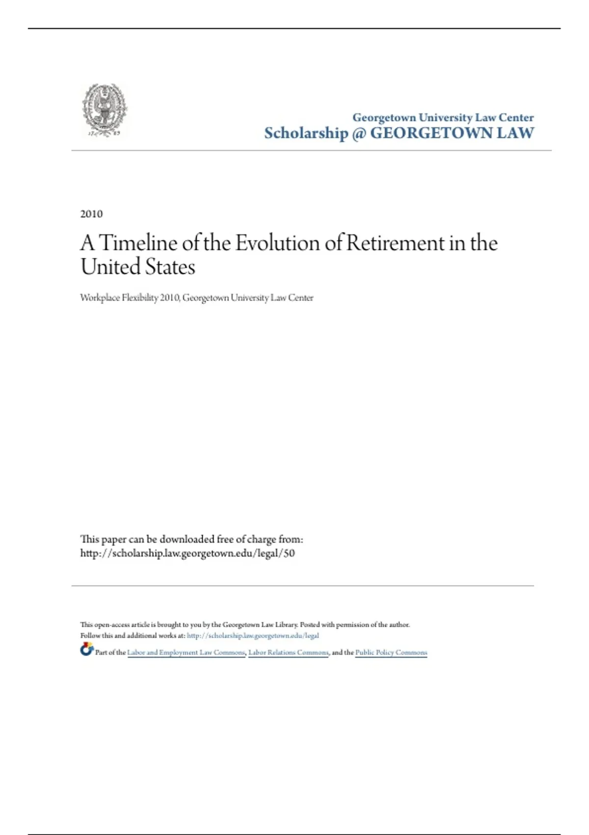A TIMELINE OF THE EVOLUTION OF RETIREMENT IN THE UNITED STATES ...