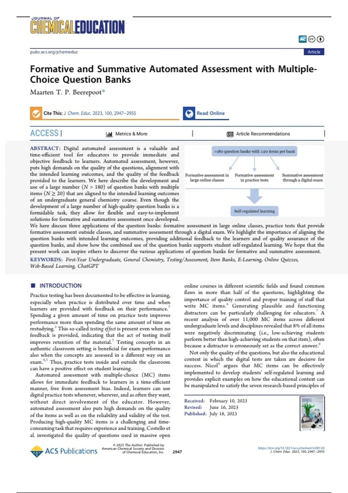 JOURNAL OF CHEMICAL EDUCATION FORMATIVE & SUMMATIVE AUTOMATED ...