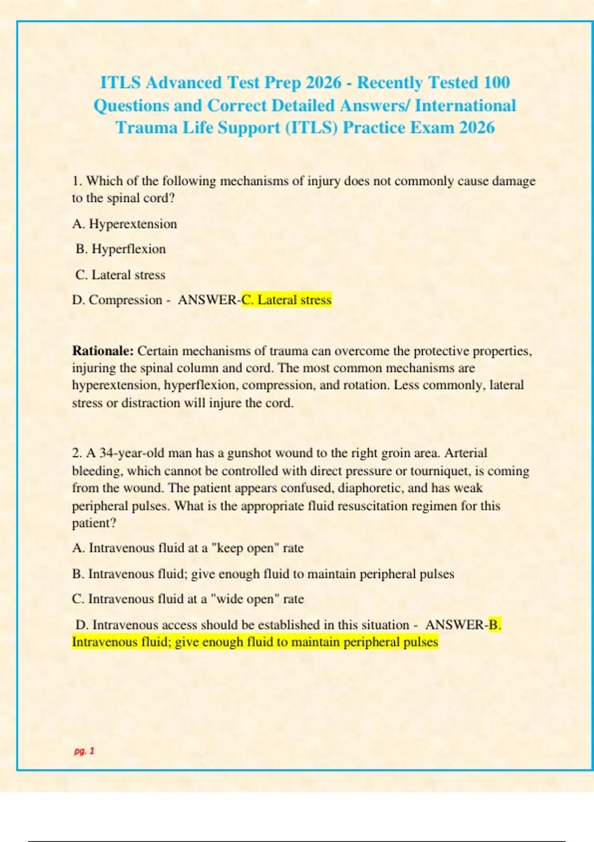 ITLS Advanced Test Prep 2026 - Recently Tested 100 Questions and ...