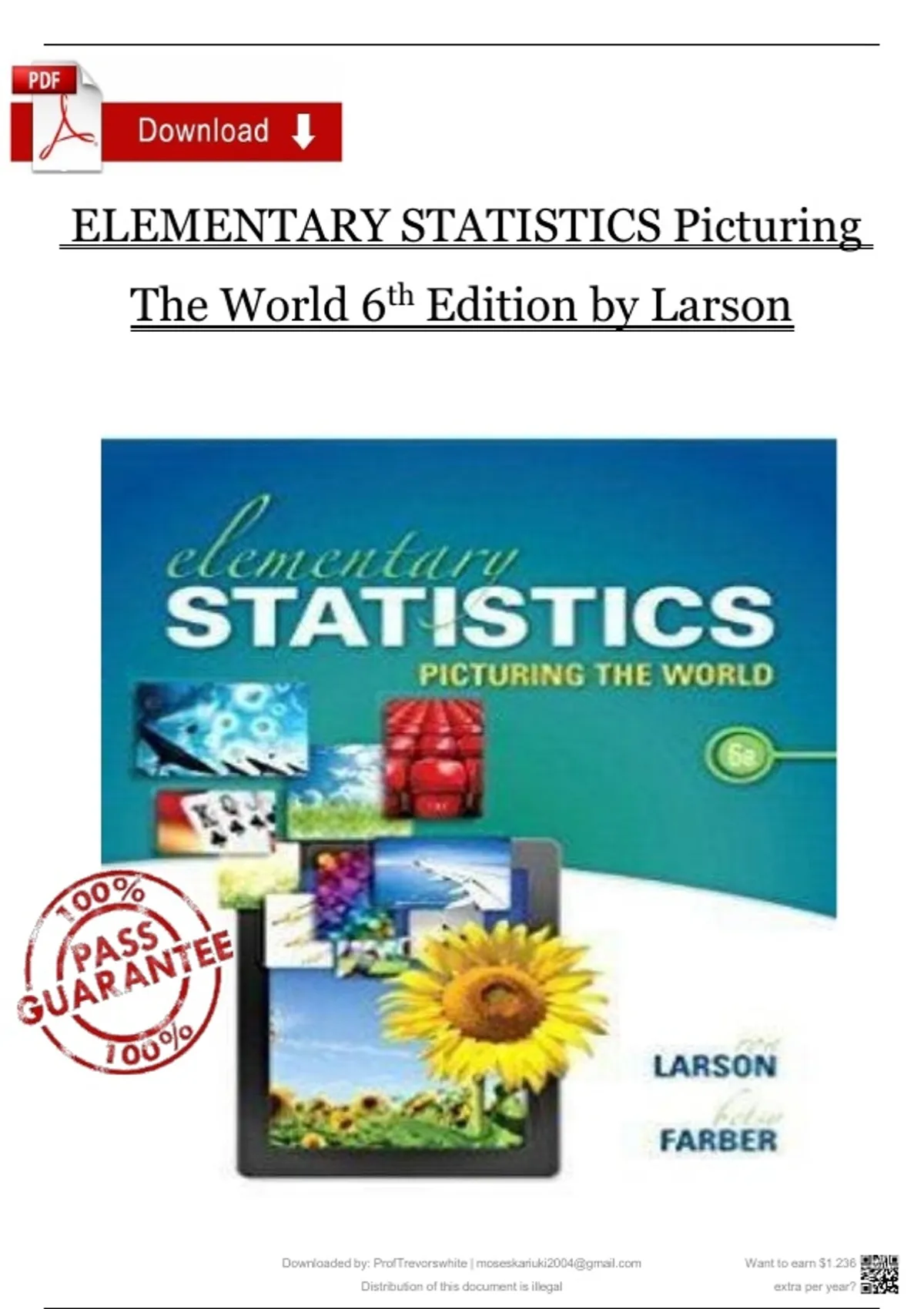 Test Bank for Elementary Statistics: Picturing the World, 6th Edition ...