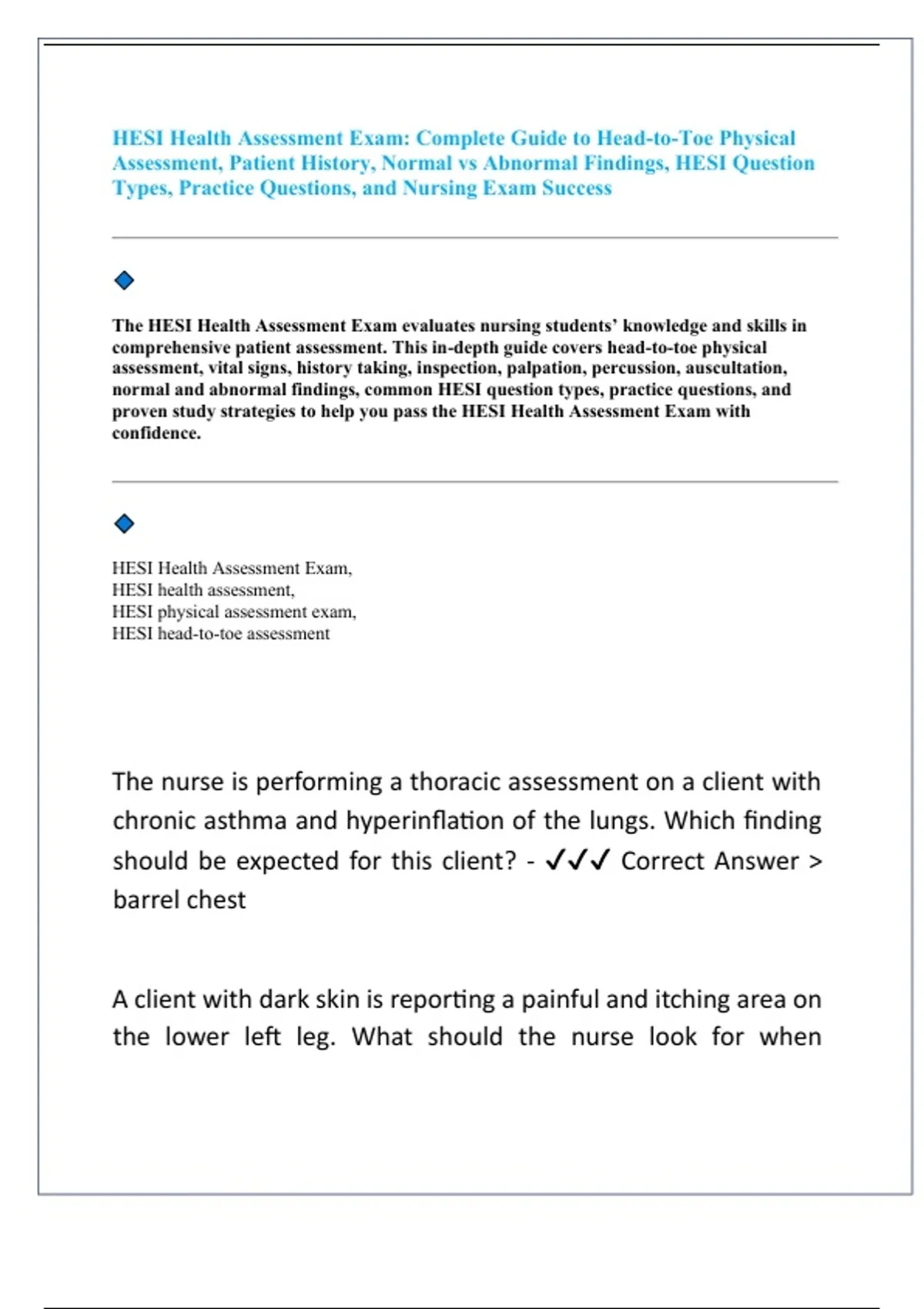 HESI Health Assessment Exam: Complete Guide to Head-to-Toe Physical ...