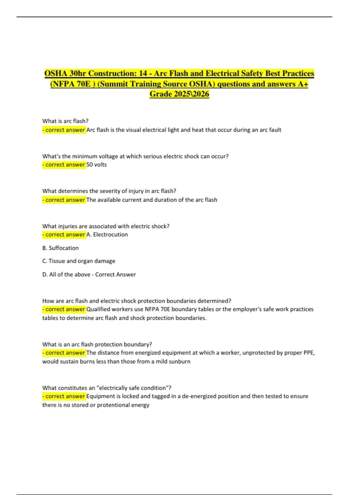 OSHA 30-Hour Construction – Unit 14: Arc Flash and Electrical Safety ...