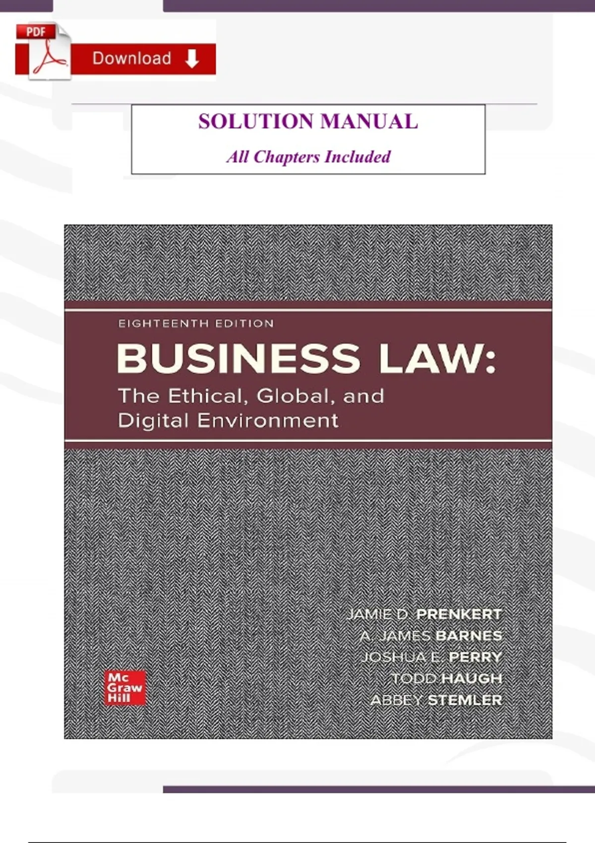 Solutions Manual for Business Law: Ethical, Global, and Digital ...