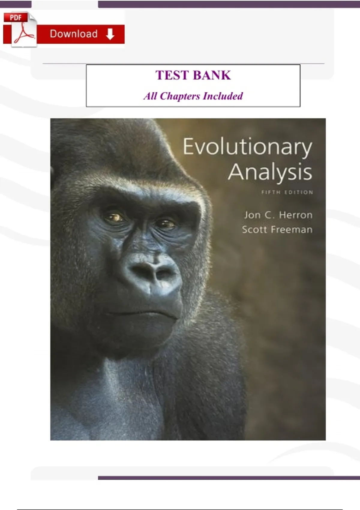 Test Bank for Evolutionary Analysis, 5th Edition by Jon C. Herron ...