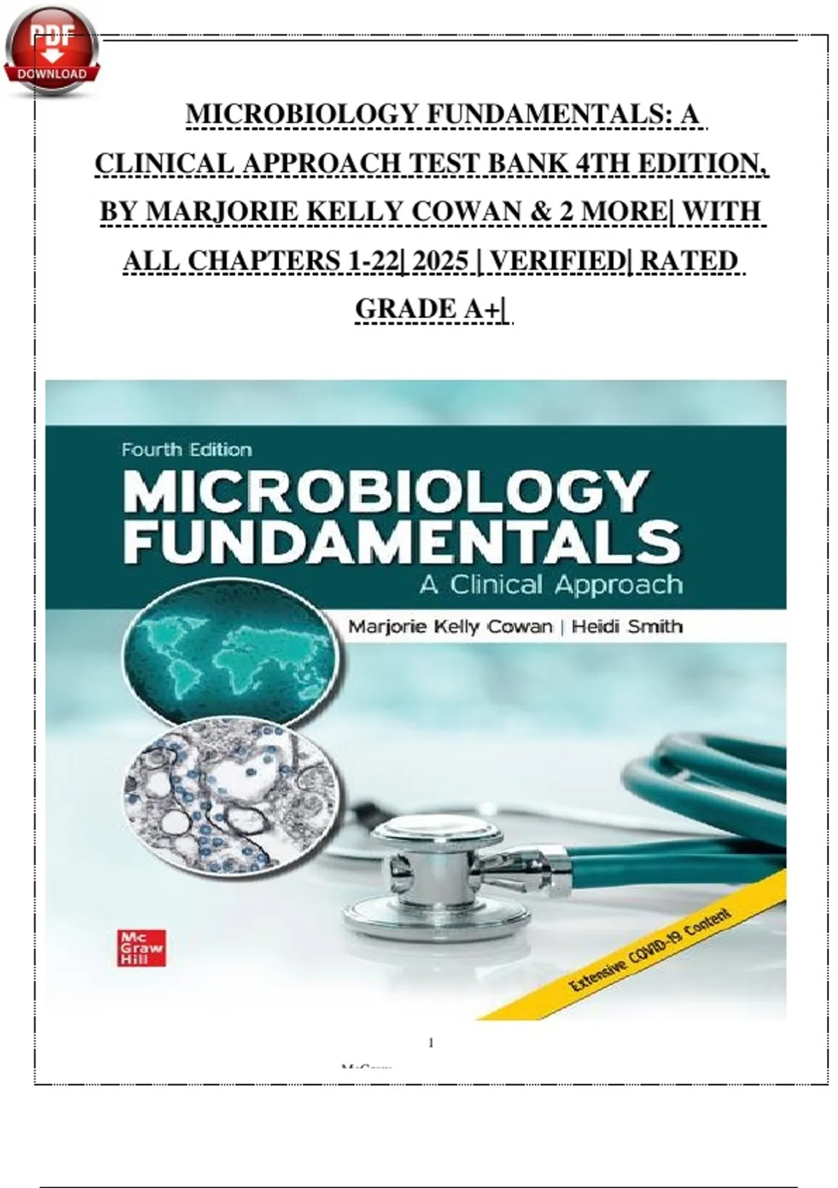 McGraw MICROBIOLOGY FUNDAMENTALS: A CLINICAL APPROACH TEST BANK 4TH ...
