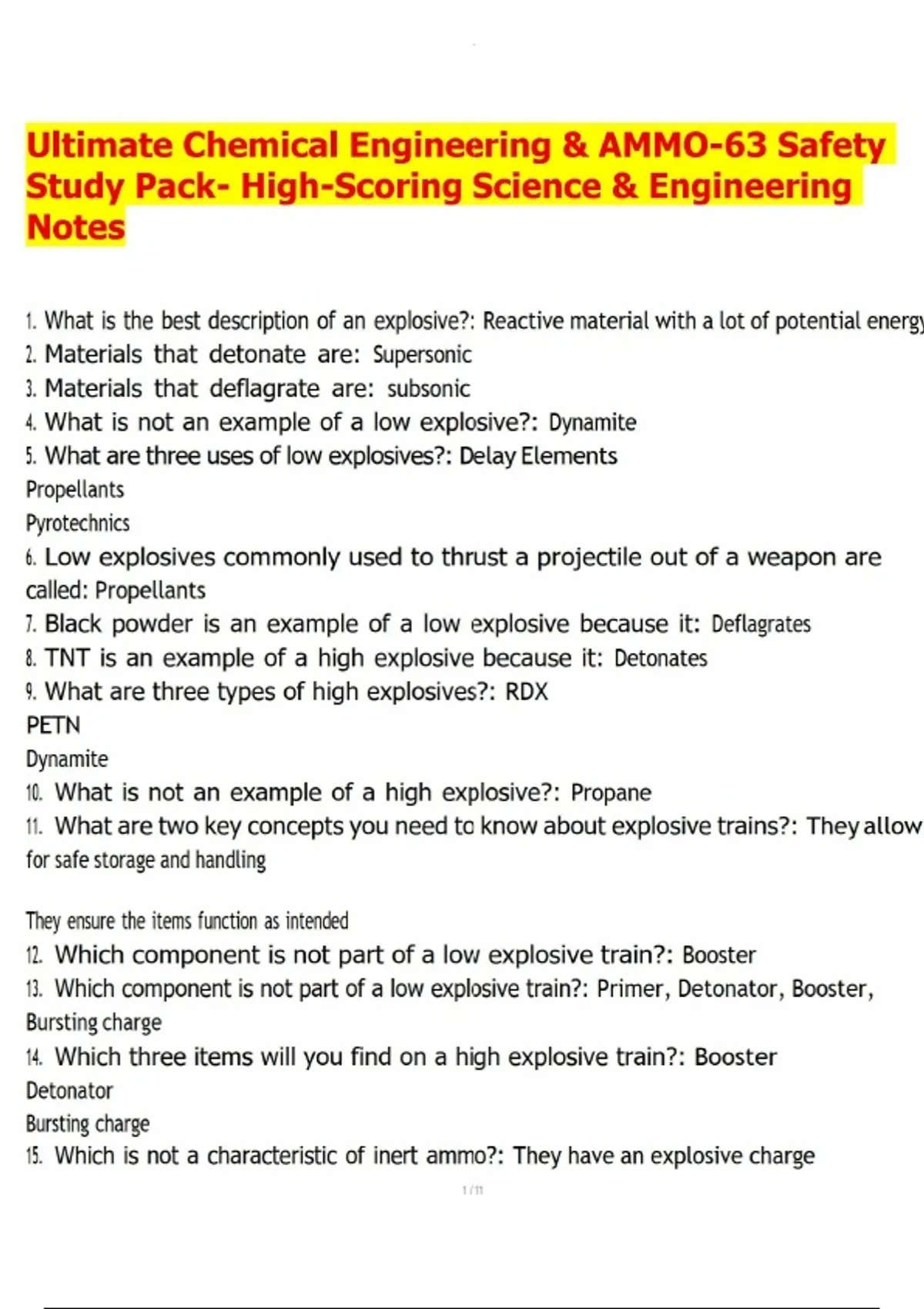 Ultimate Chemical Engineering & AMMO-63 Safety Study Pack- High-Scoring ...