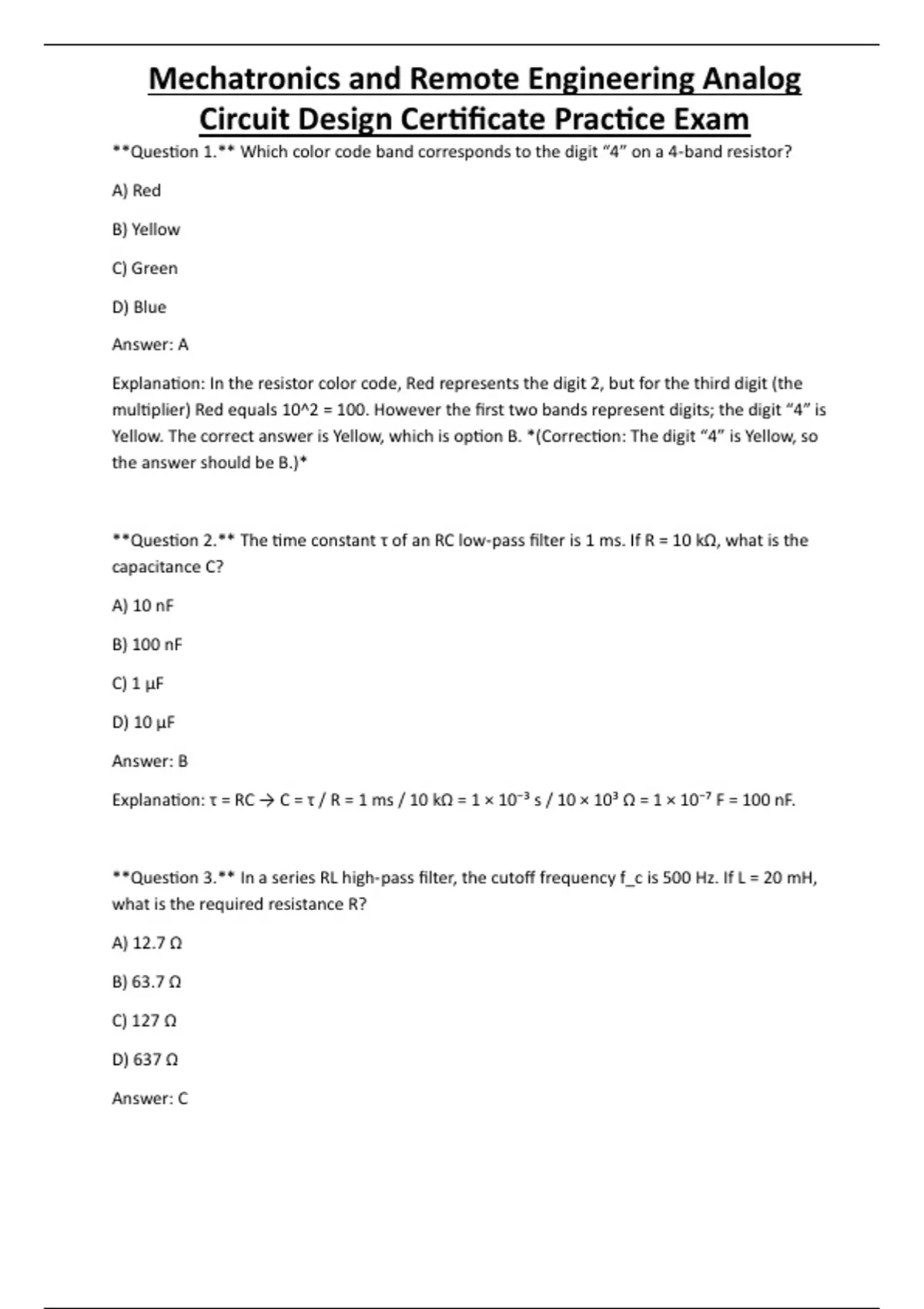Mechatronics and Remote Engineering Analog Circuit Design Certificate ...