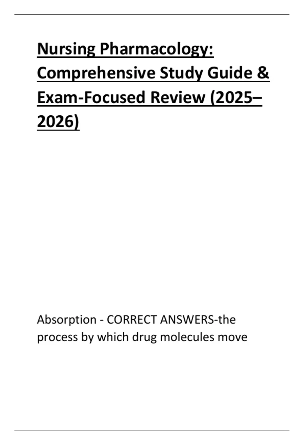 Nursing Pharmacology: Comprehensive Study Guide & Exam-Focused Review ...