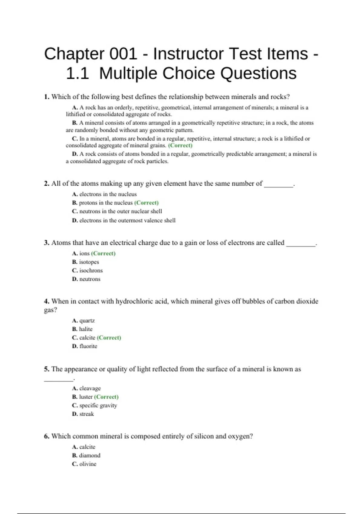 practice test bank questions, final exam : Foundations of Earth Science ...