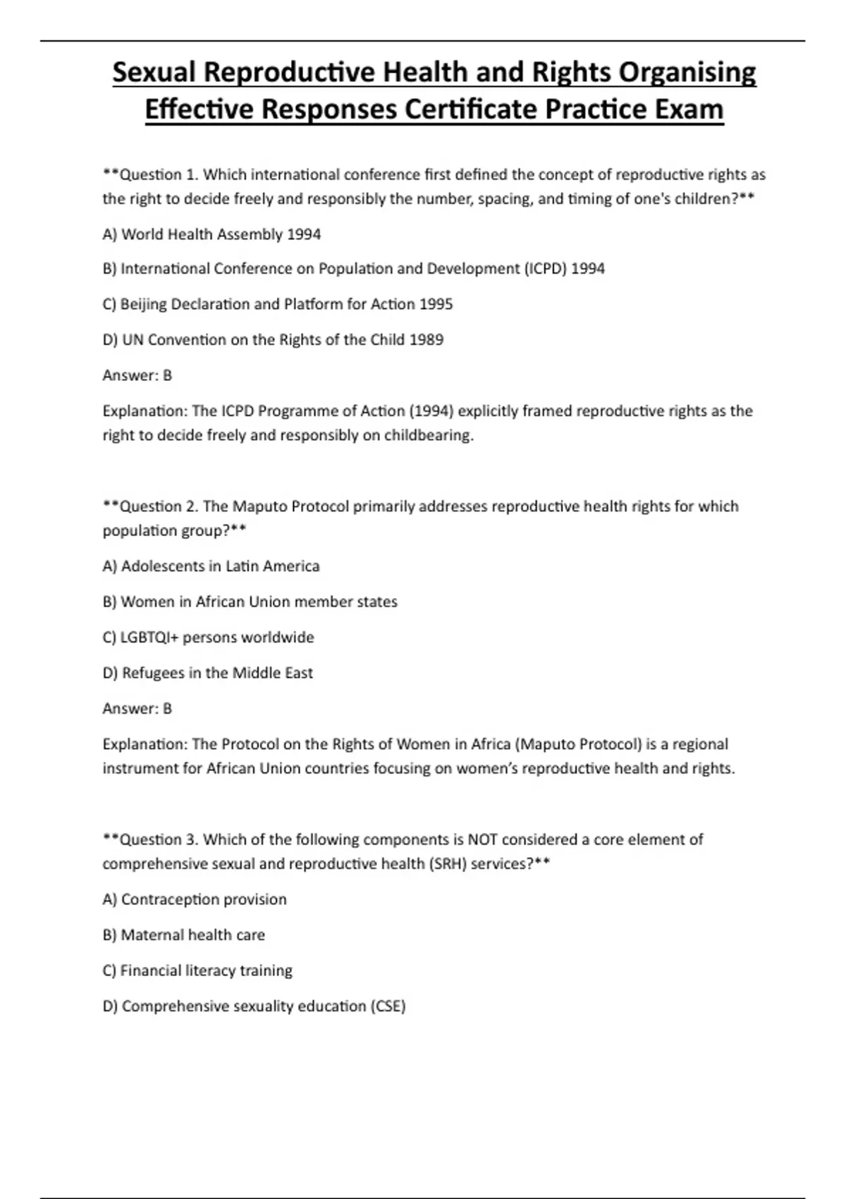 Sexual Reproductive Health and Rights Organising Effective Responses ...