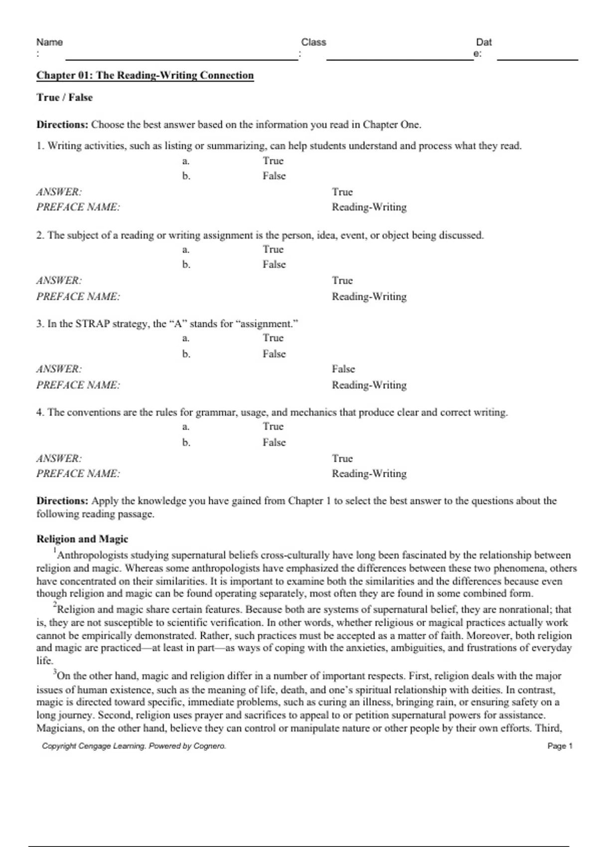 practice test bank questions, final exam : Fusion Integrated Reading ...