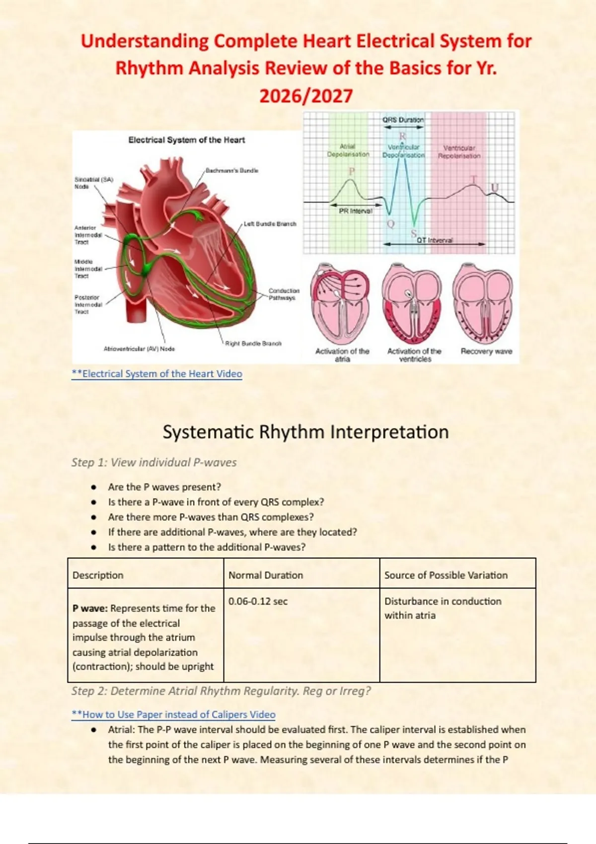 Understanding Complete Heart Electrical System for Rhythm Analysis ...