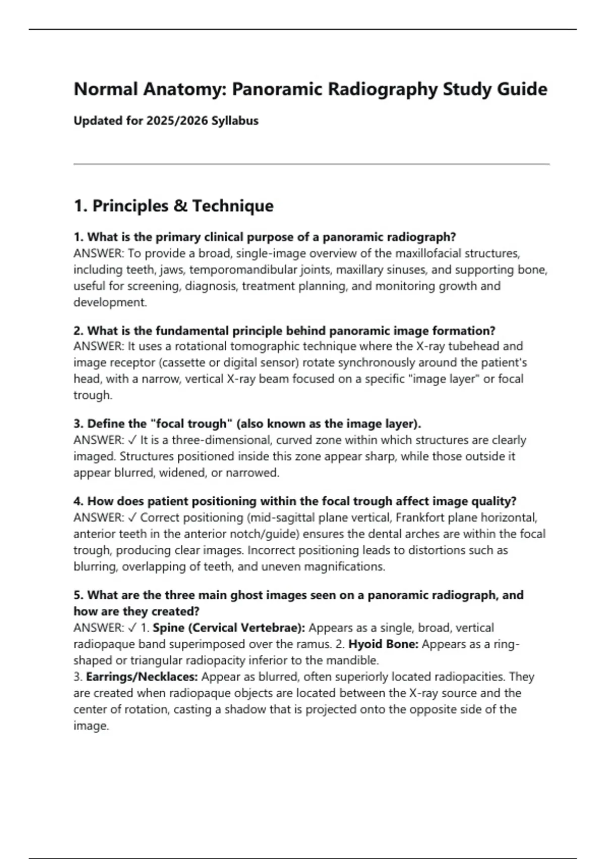 Normal Anatomy: Panoramic Radiography Study Guide Updated for 2025/2026 ...