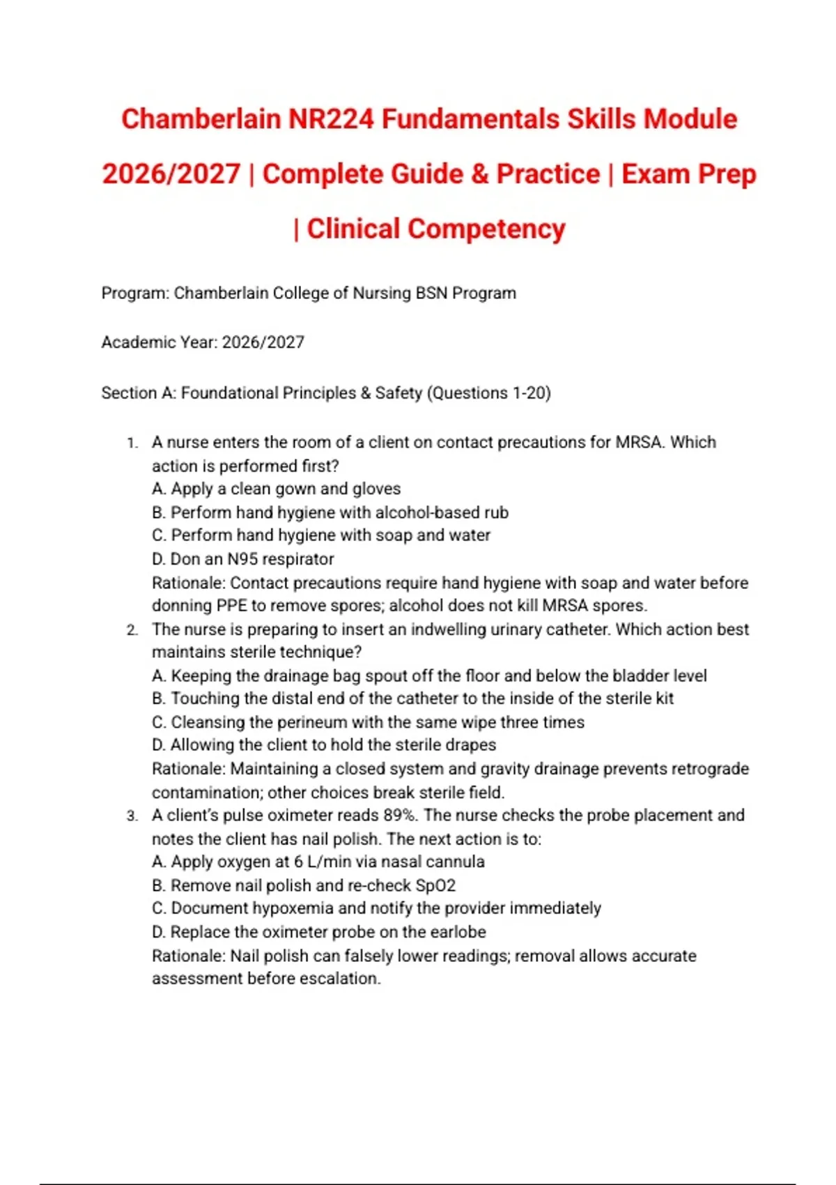 Chamberlain NR224 Fundamentals Skills Module 2026/2027 | Complete Guide ...