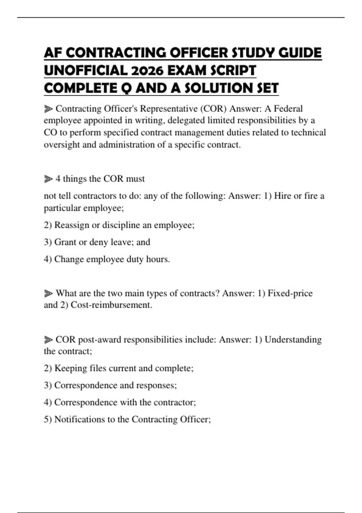 AF CONTRACTING OFFICER STUDY GUIDE UNOFFICIAL 2026 EXAM SCRIPT COMPLETE ...