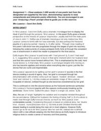 Close analysis of Carol Ann Duffy's Mrs Lazarus - English Form and ...